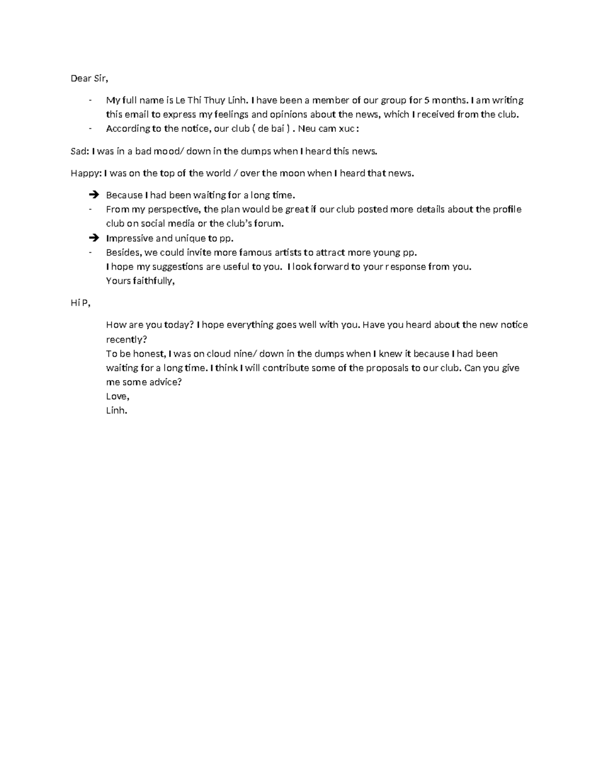 Dear Sir - ôn tập - Dear Sir, - My full name is Le Thi Thuy Linh. I ...