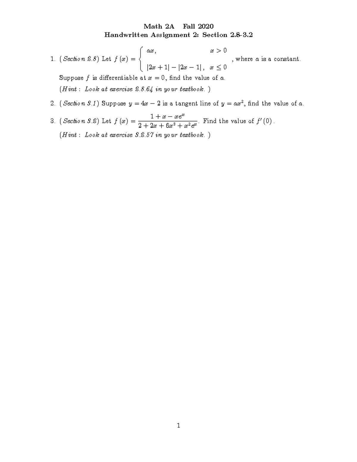 Math 2A handwritten HW 2 - MATH408 - USC - Studocu