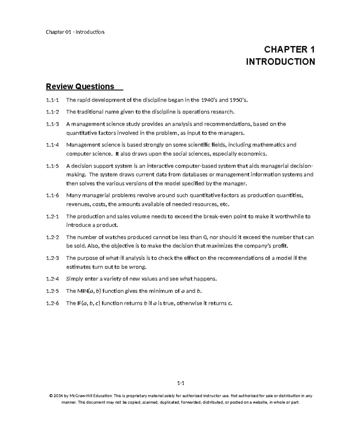 IMChap 001 - solution of data model and decision, chapter 1 - CHAPTER 1 ...