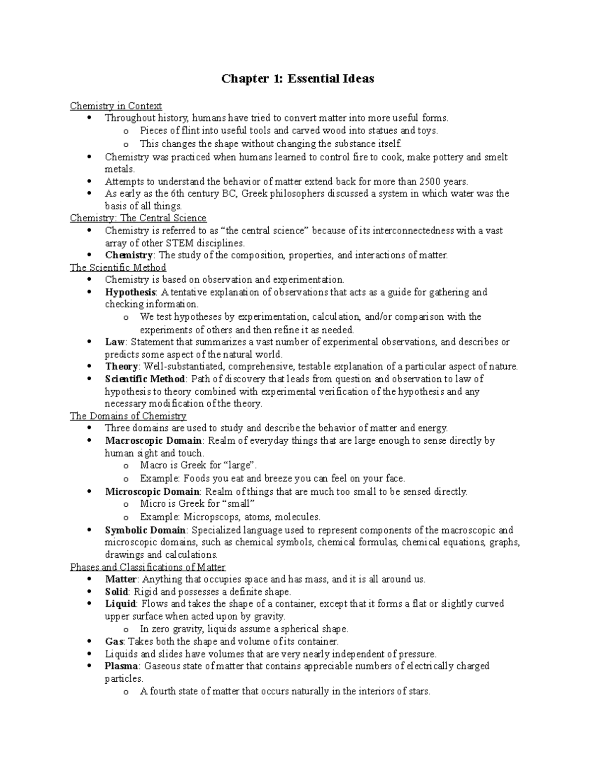 CHM1045 - Chapter 1 - Chapter 1: Essential Ideas Chemistry in Context ...
