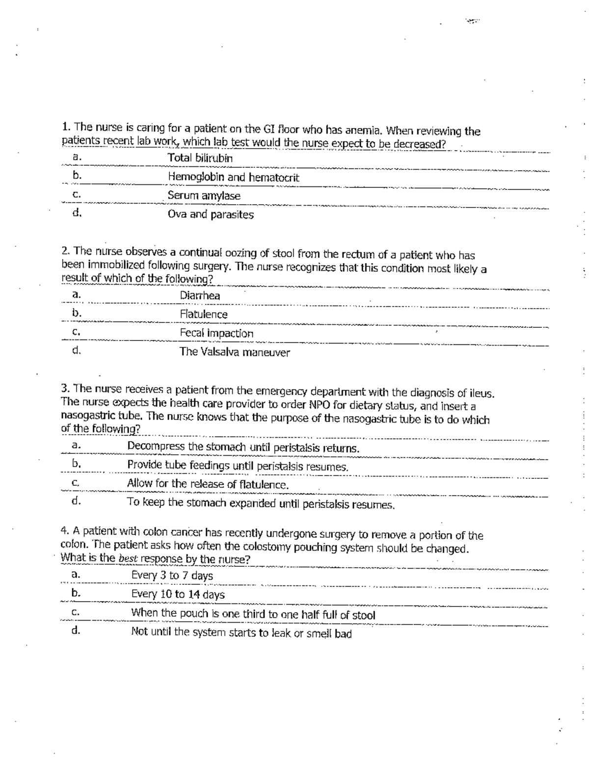 GI questions - 1. The nurse is caring for a patient on the GI floor who ...