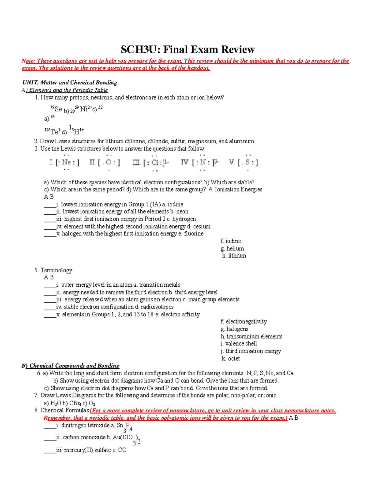 Sch3u exam review - good with ans - Studocu