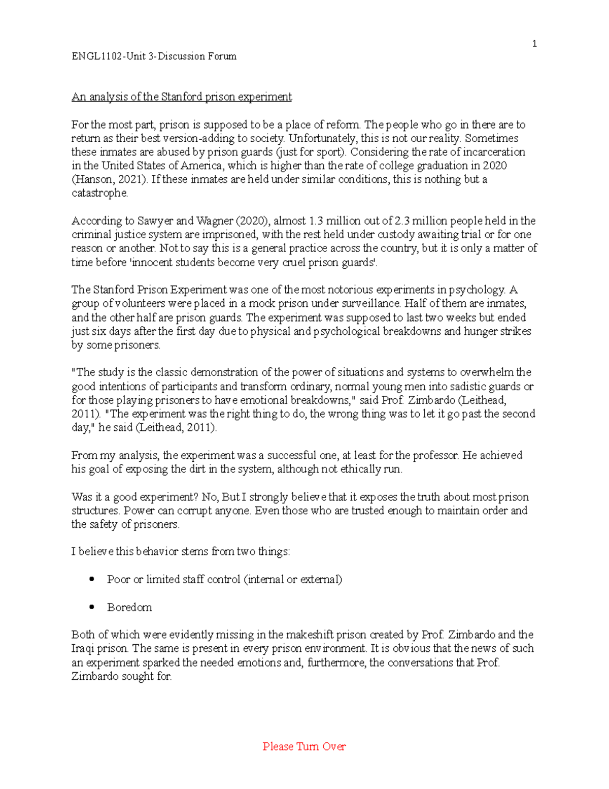 ENGL 1102-Unit 3-Discussion Forum - 1 ENGL1102-Unit 3-Discussion Forum An analysis of the ...