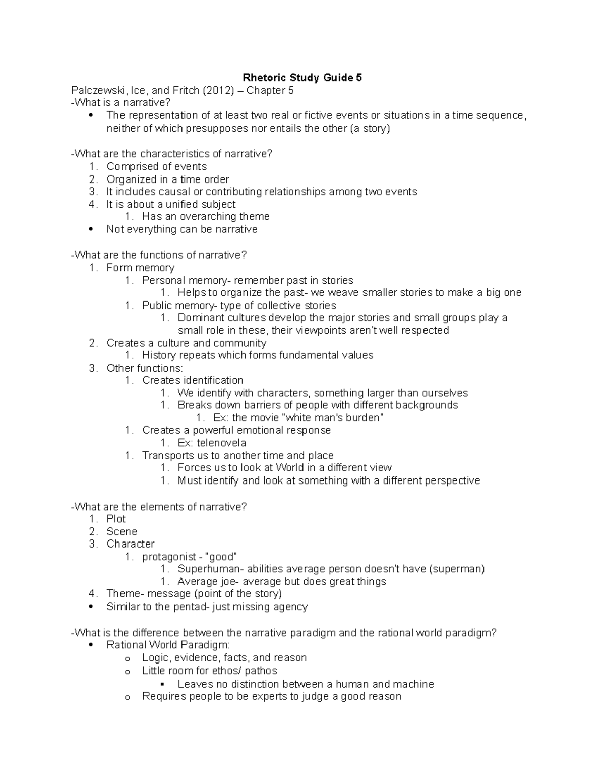 Communication study guide 5 - Rhetoric Study Guide 5 Palczewski, Ice ...