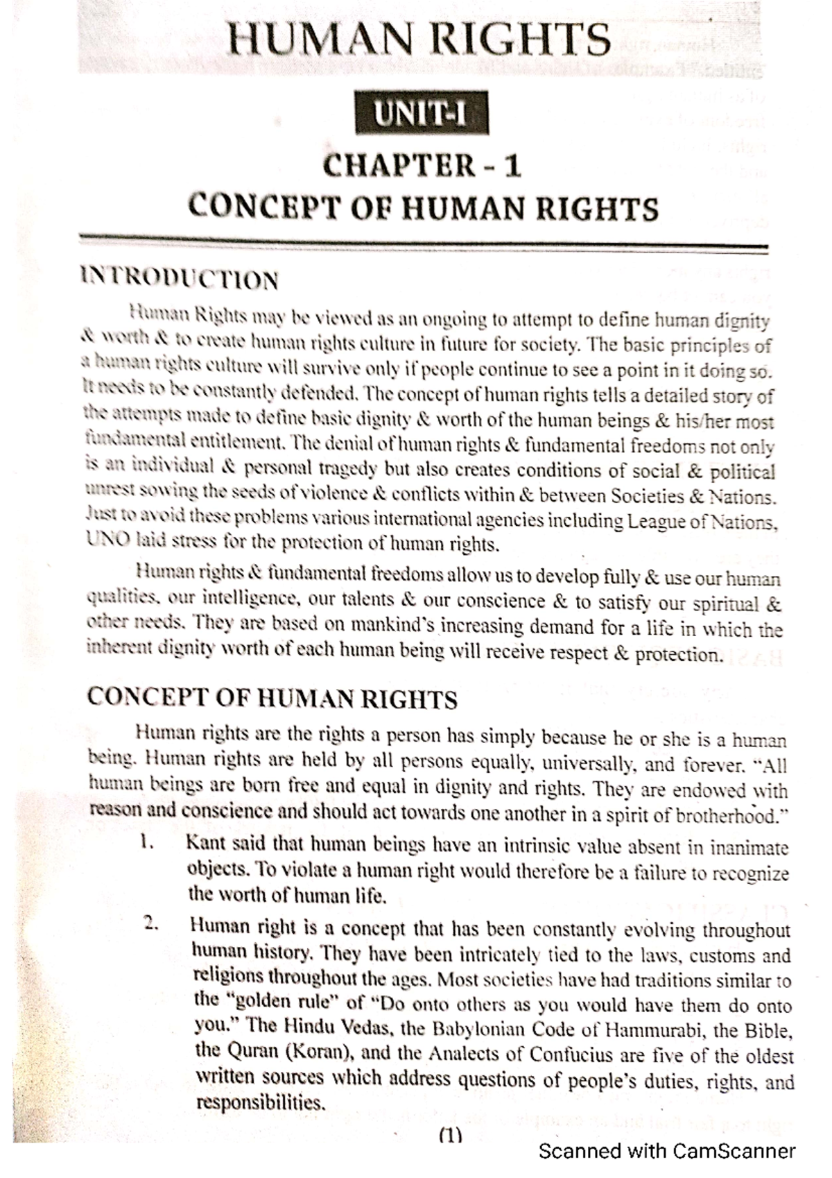 Concept of Human Rights - B.A.LL.B (Hons) - Studocu