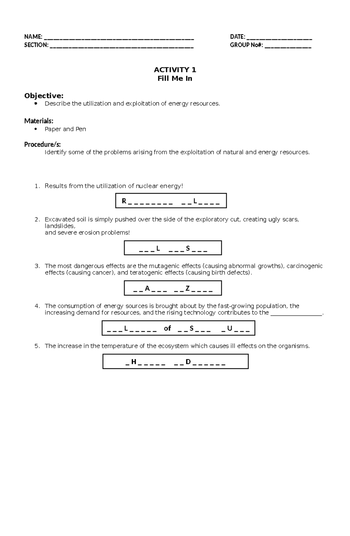 Envi. Sci. Asynchronous Activity (April 29) - NAME ...