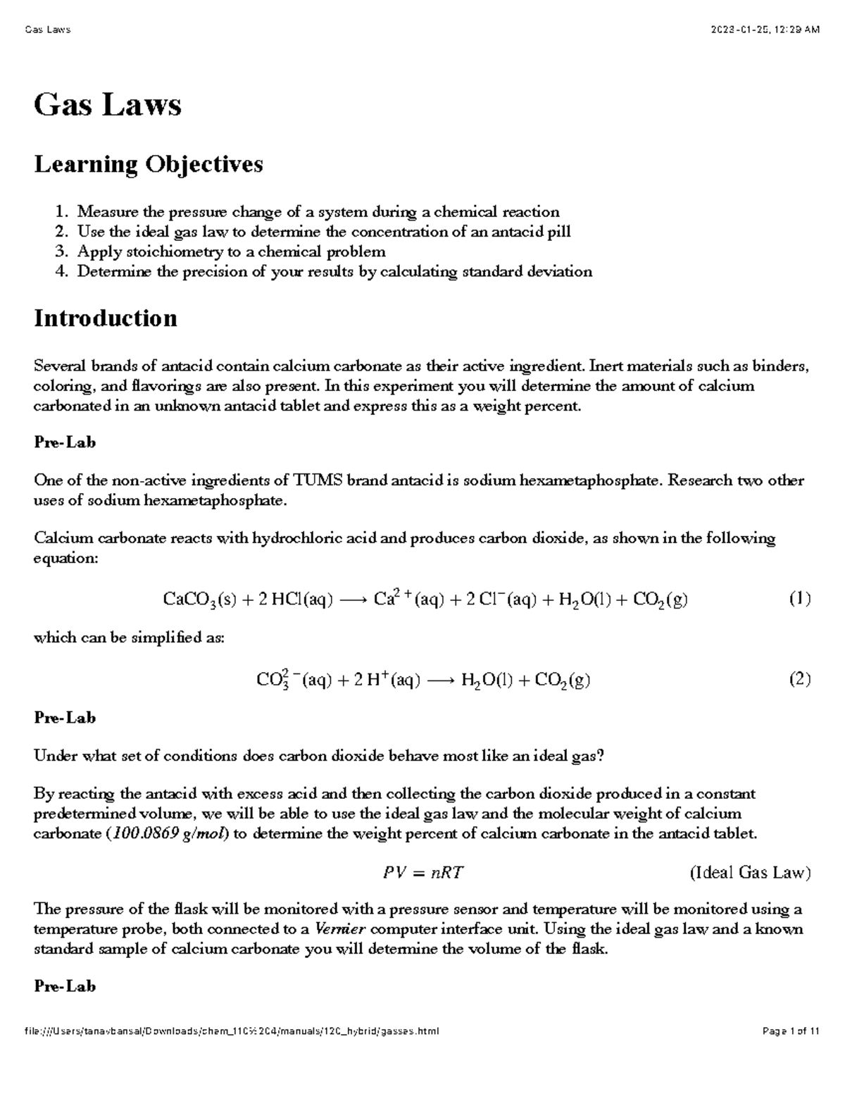 Gas Laws - ac ca cnc cc cna c c ncacnac - Gas Laws Learning Objectives ...