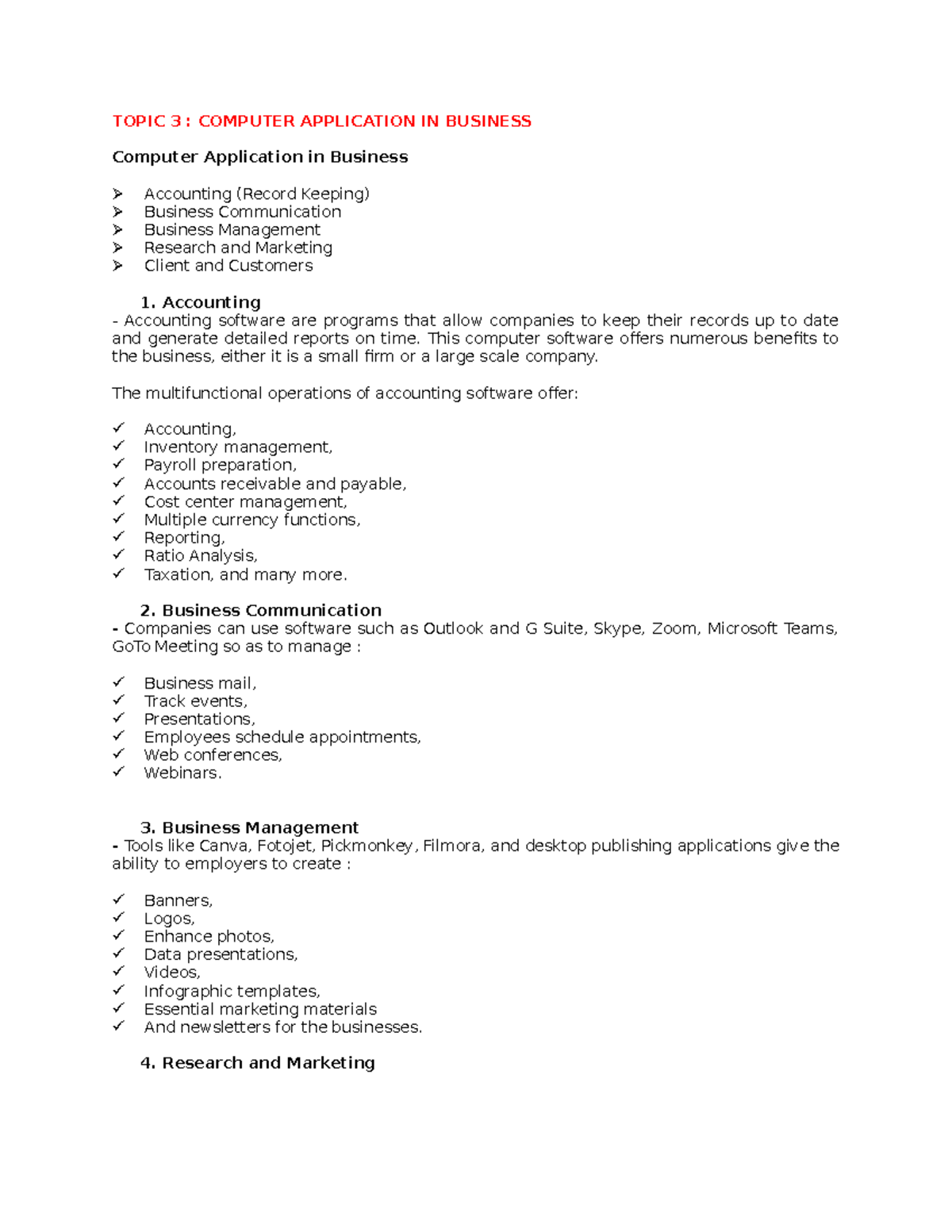 Basic computer topic 3 - TOPIC 3 : COMPUTER APPLICATION IN BUSINESS ...