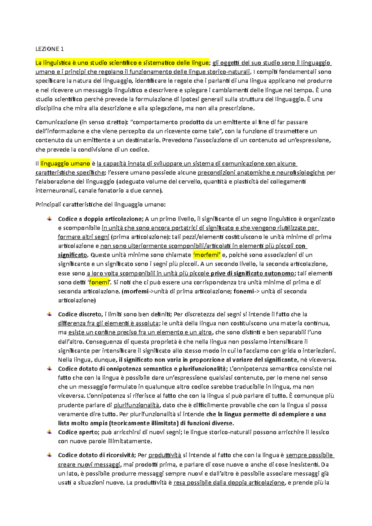 Lezione 1: appunti integrati con slide - LEZIONE 1 La linguistica è uno ...