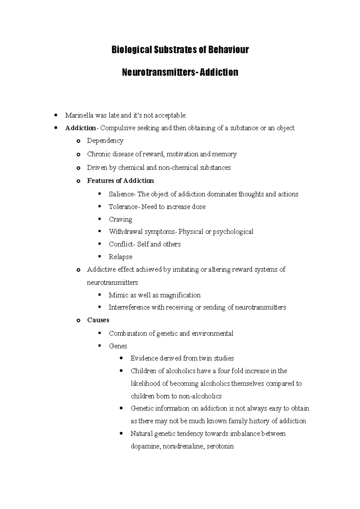 Neurotransmitters- Addiction - Biological Substrates of Behaviour ...
