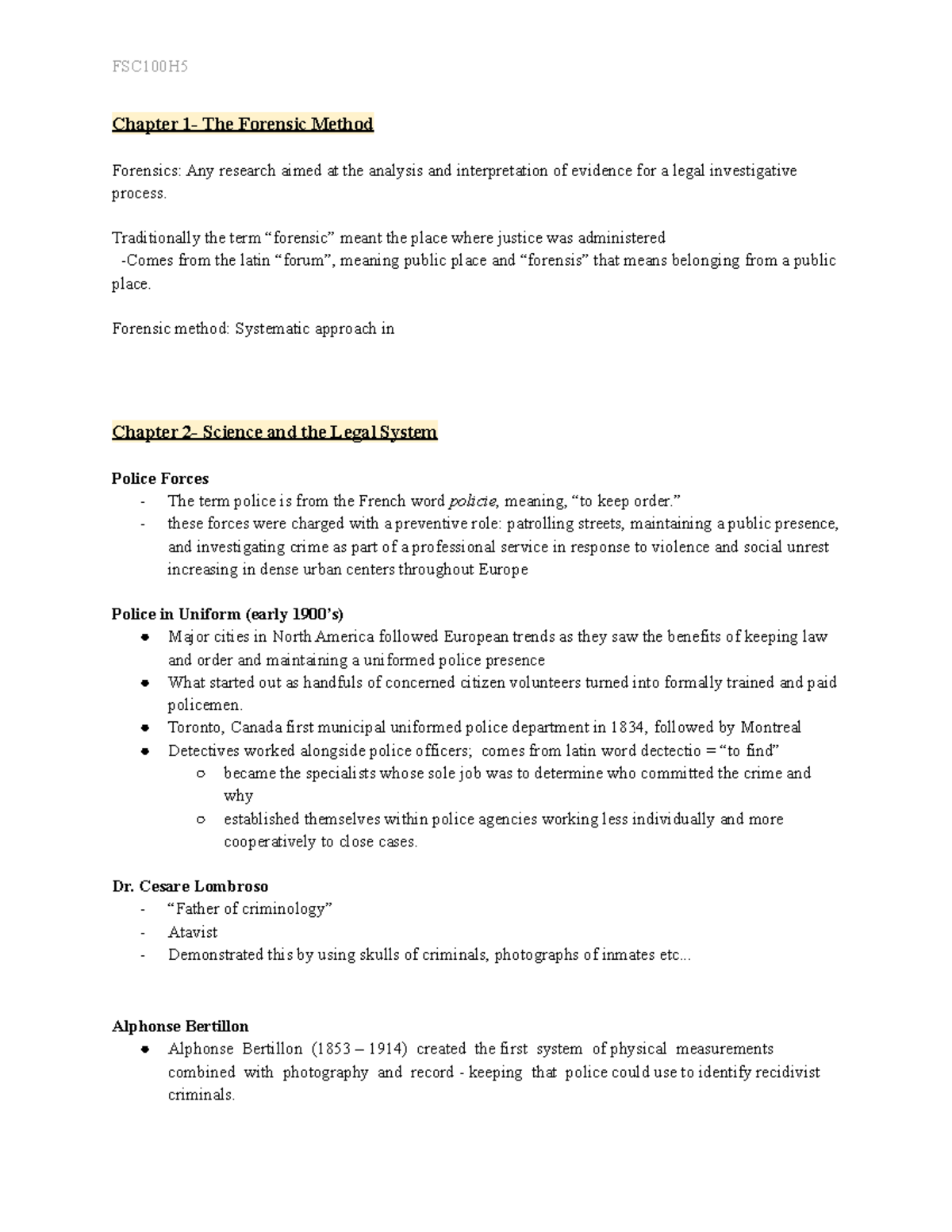 FSC100 H5- Textbook Chapter Notes- "Master Doc" - Chapter 1- The ...