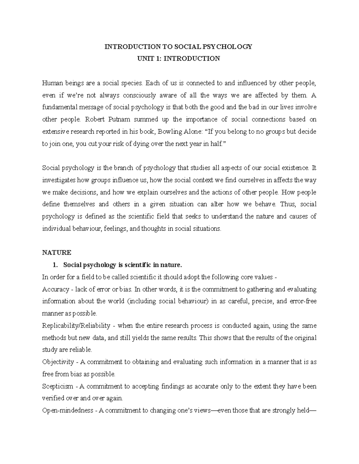 2 PSY 1 unit 1 - Practical file - INTRODUCTION TO SOCIAL PSYCHOLOGY ...