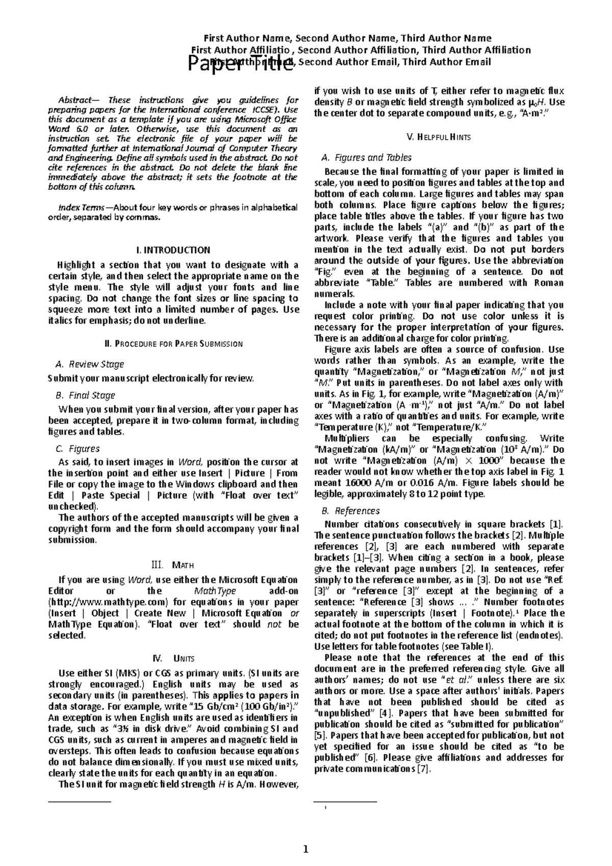 Model Paper - Researchfora Samplepaper - Abstract— These instructions ...