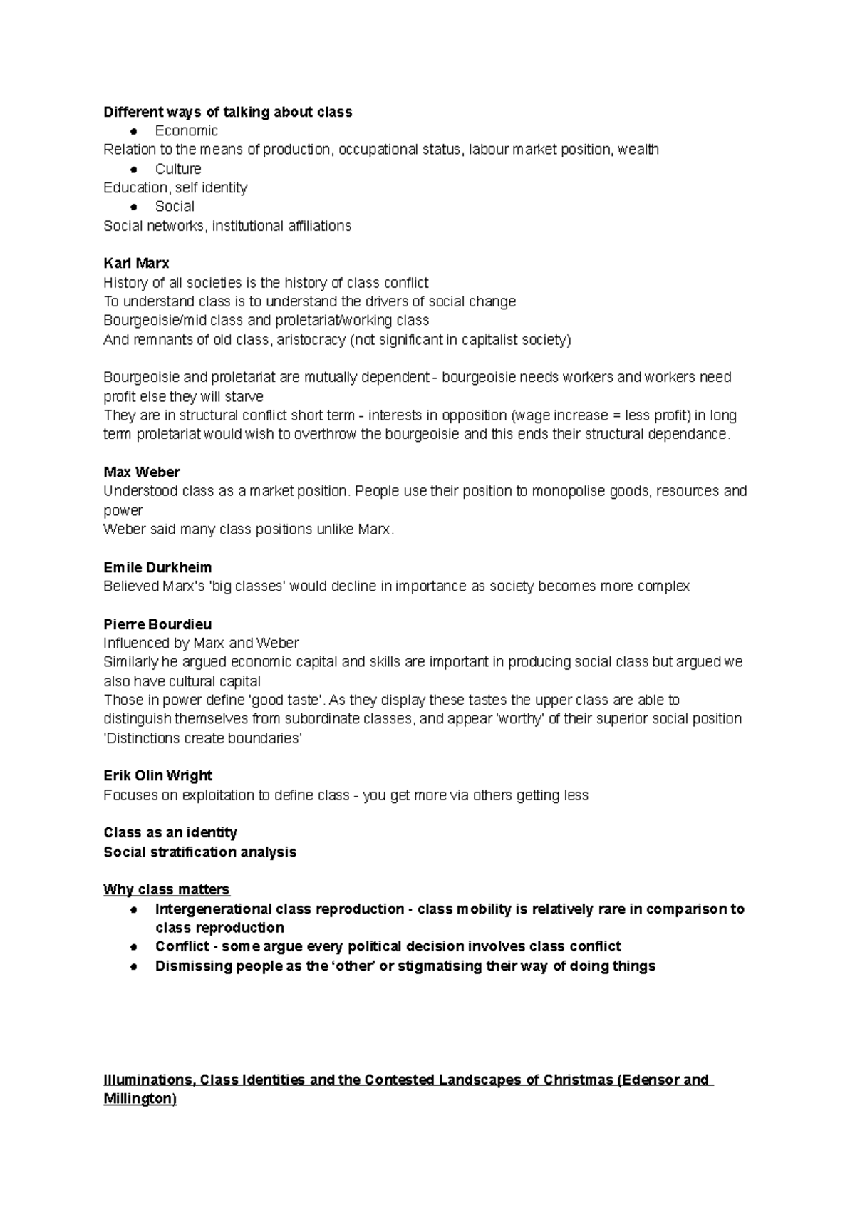 Social Class - Lecture notes 4 - Different ways of talking about class ...