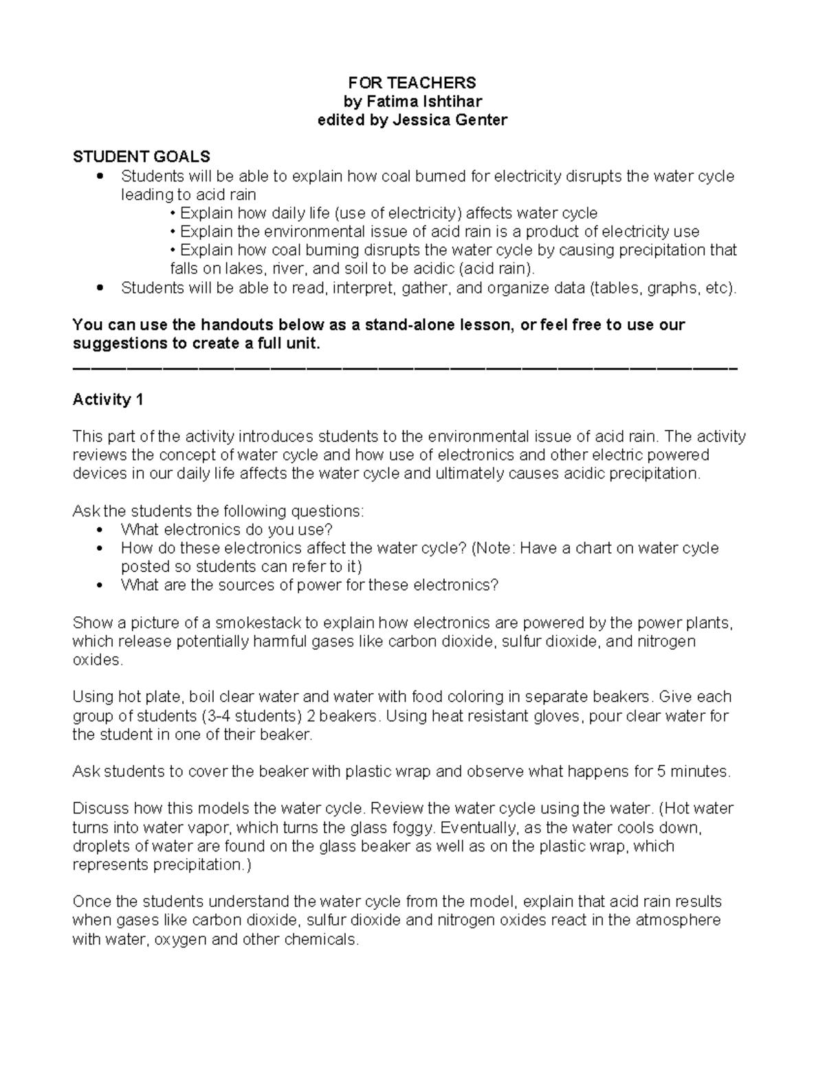 Acid-rain-teachers-key-word - FOR TEACHERS by Fatima Ishtihar edited by ...