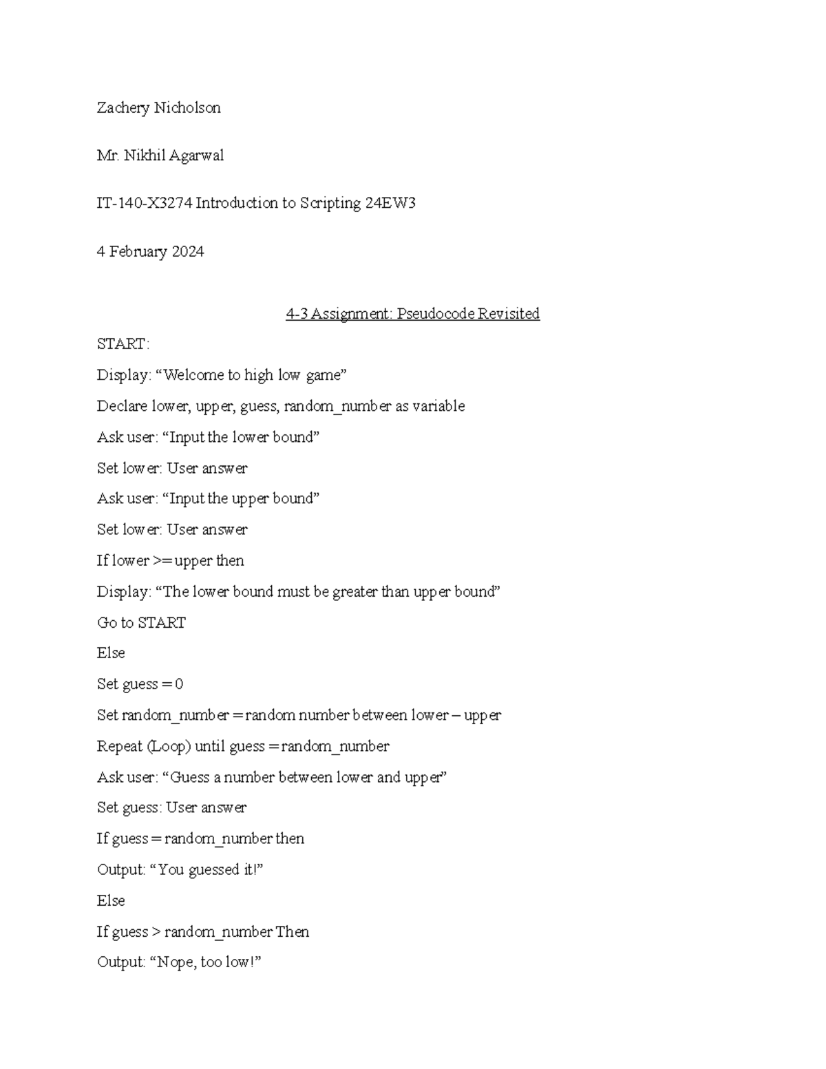 4-3 Assignment - God is good - Zachery Nicholson Mr. Nikhil Agarwal IT ...