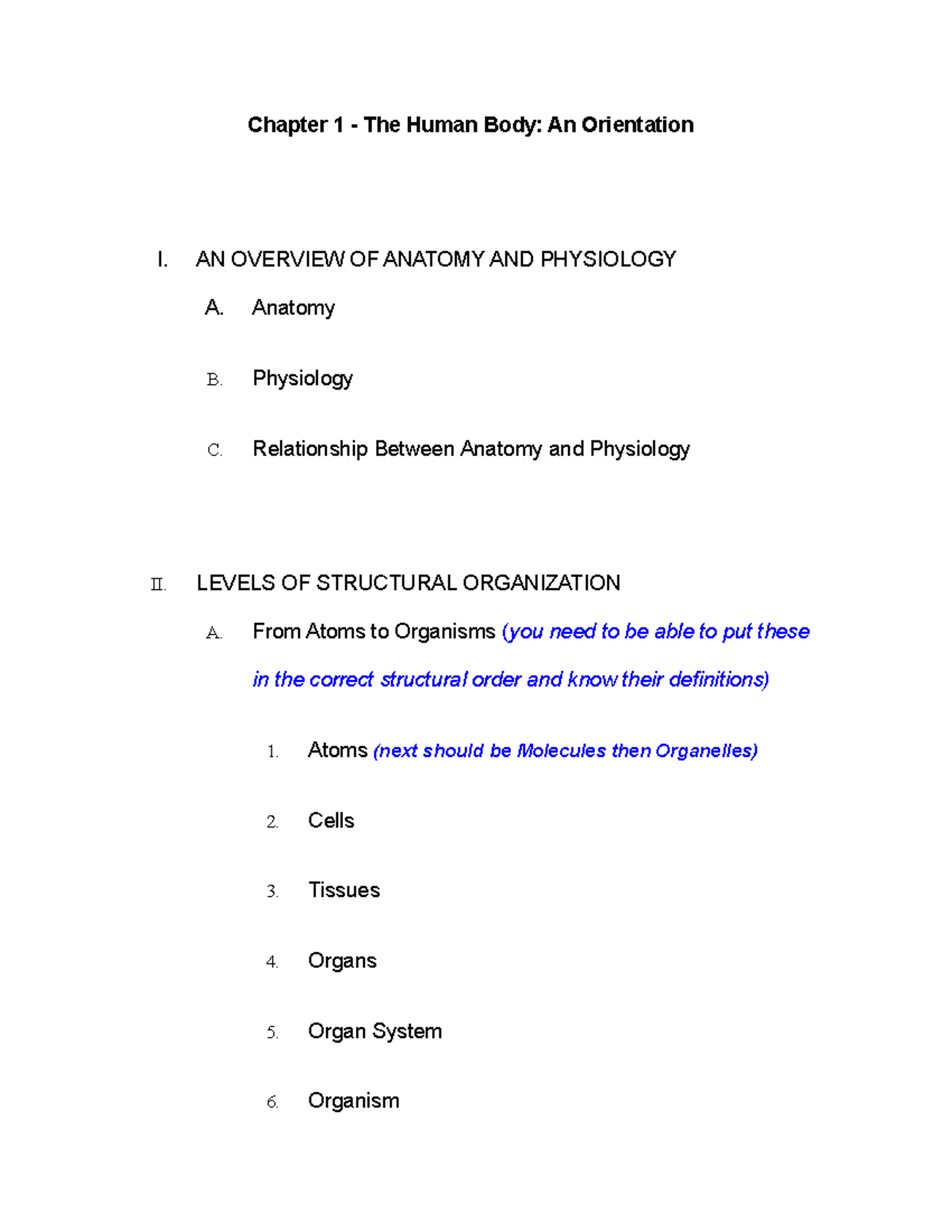 Ch 1 - Anatomy & Physiology BIO136 - Chapter 1 - The Human Body: An ...