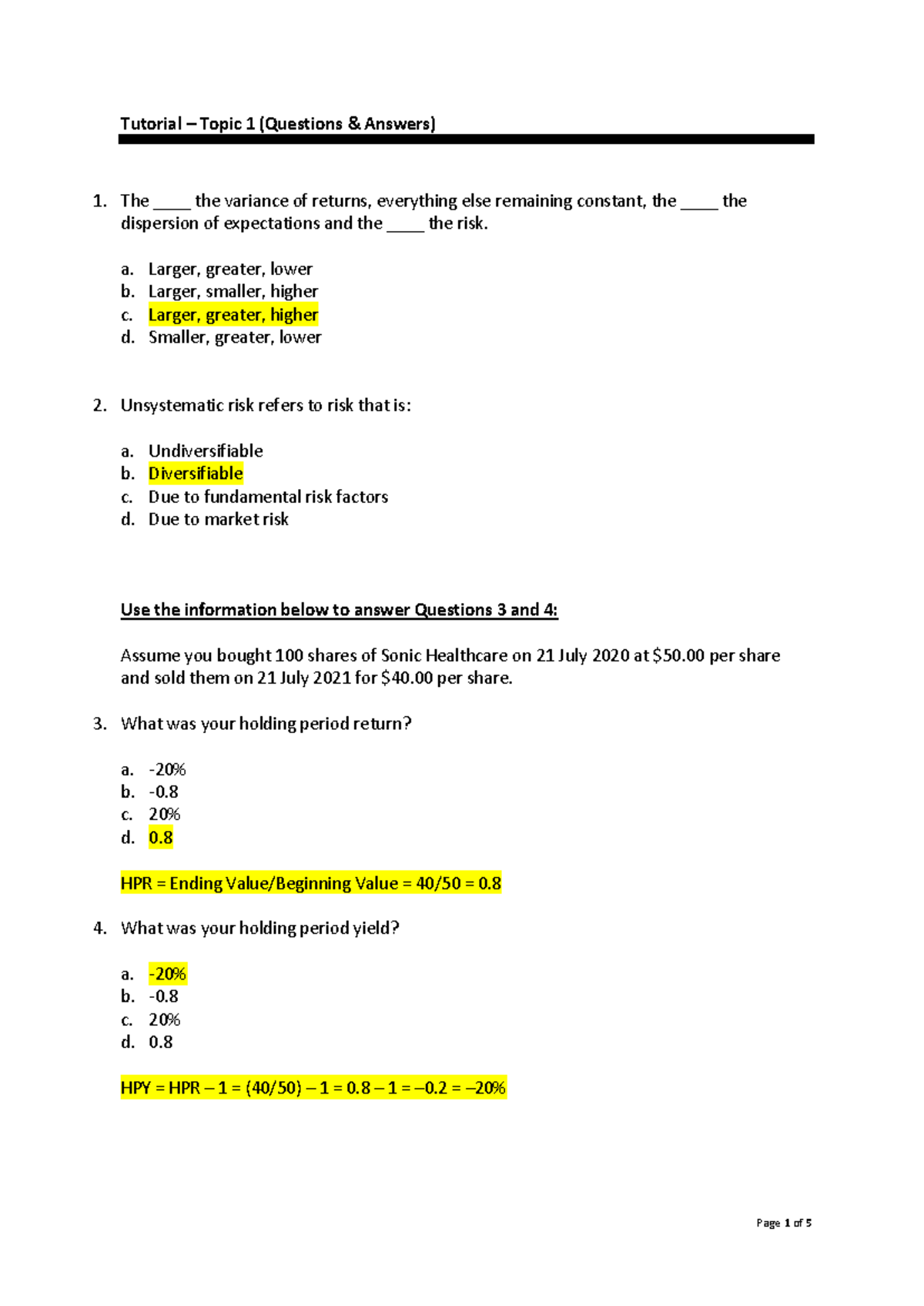 Combined Tutorial Answers - Tutorial – Topic 1 (Questions & Answers) 1 ...