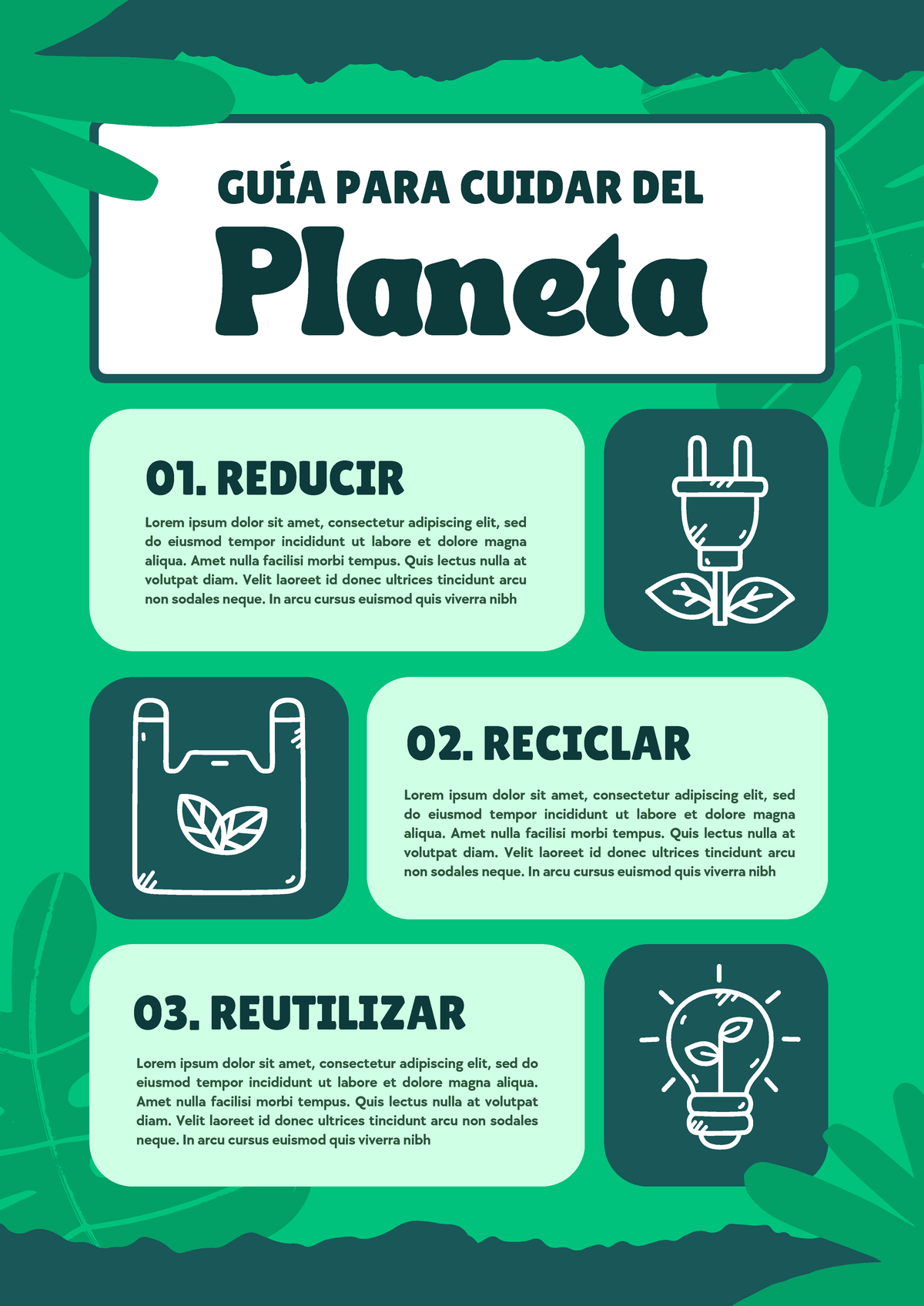 Cartel Póster Cuidado del Planeta Ilustrado Verde - GUÍA PARA CUIDAR ...