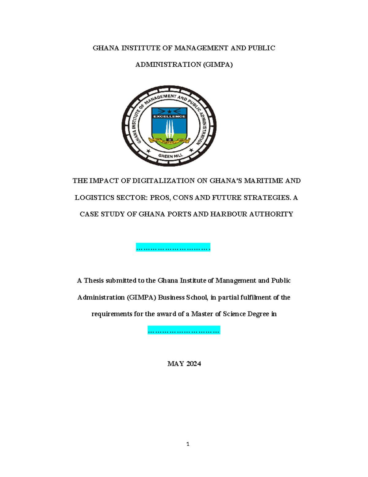 Digitalisation - Thesis completed - GHANA INSTITUTE OF MANAGEMENT AND ...