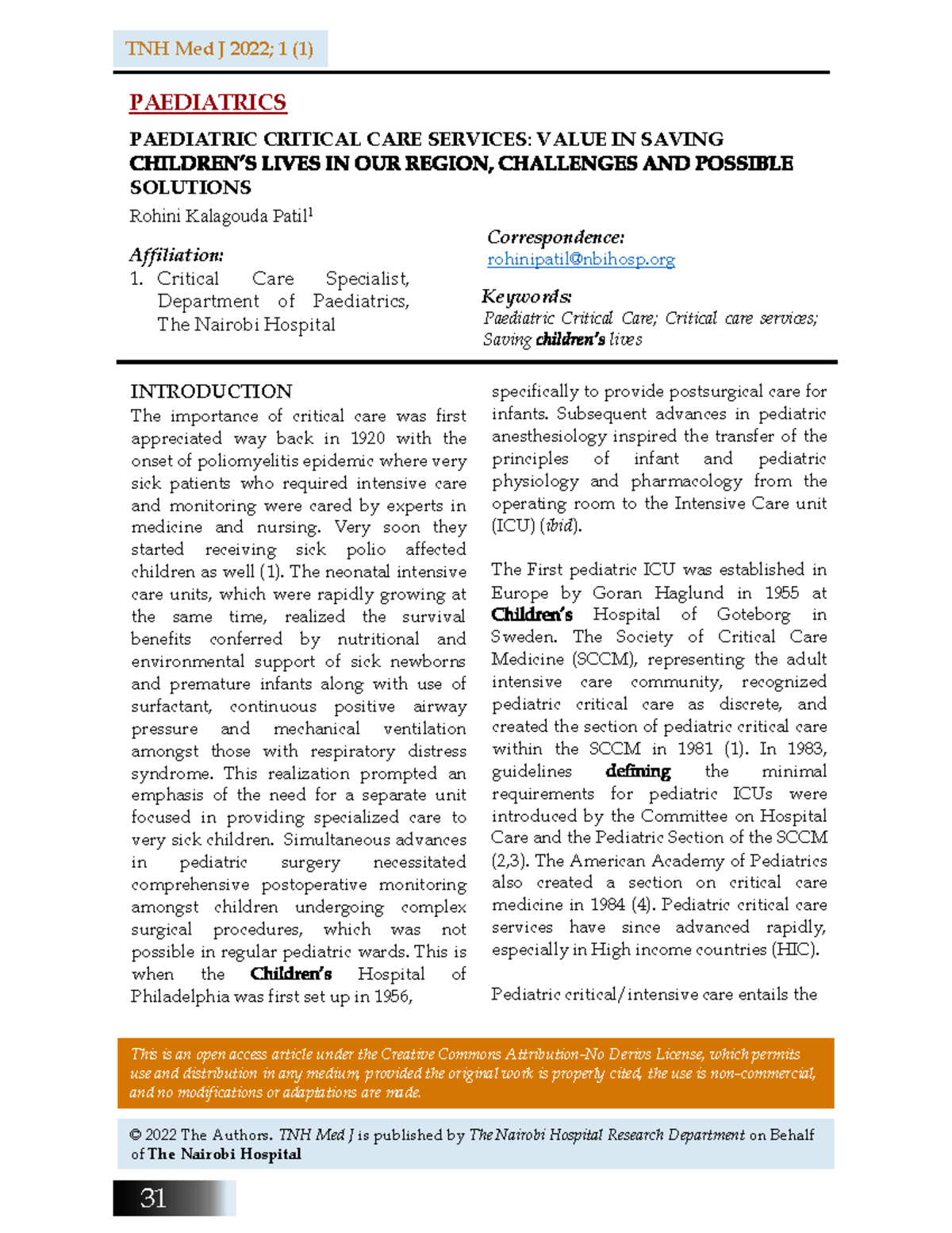 7 - the paper concerns critical care for neonates and infants ...