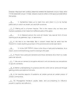 Arts 15- Functions OF ART - FUNCTIONS OF ART Functional VS Non-Functional Functional Art - Studocu