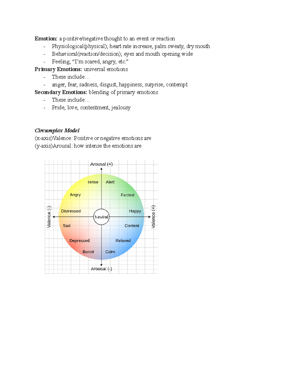 Chapter 10,13,12 Psychology Notes - Emotion: a positive/negative ...