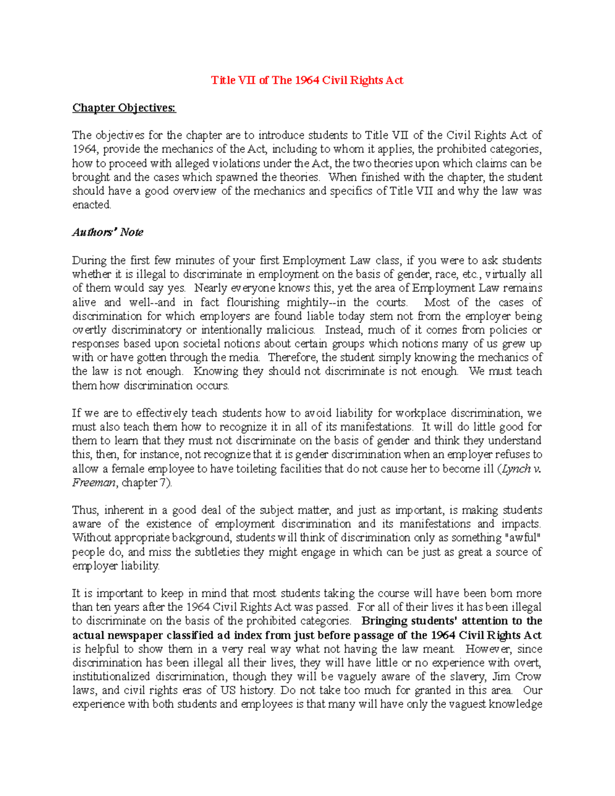 Ch03 Title VII of The 1964 Civil Rights Act - Title VII of The 1964 ...