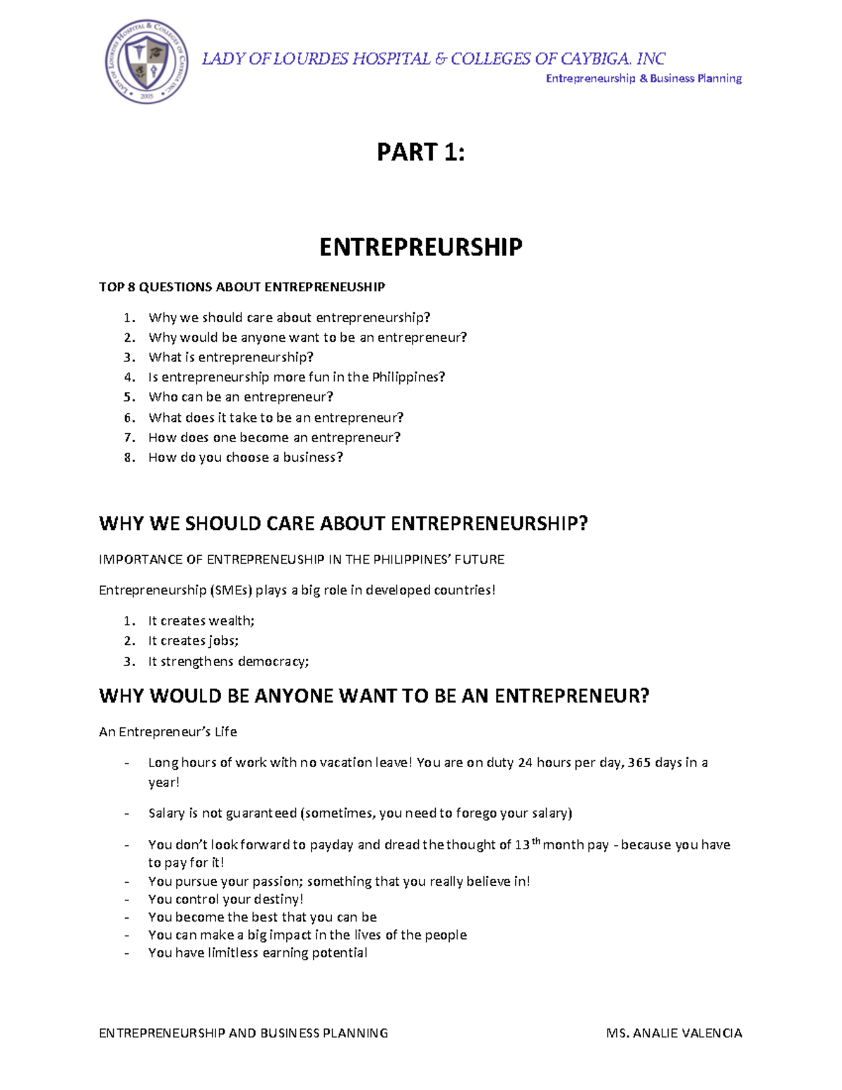 Entrepreurship AND Business Planning - Entrepreneurship & Business ...