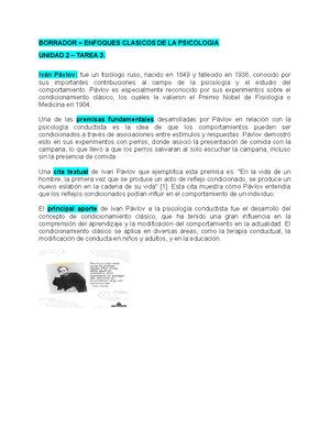 Tarea 3- Premisas y fundamentos del enfoque conductista - Enfoques Clásicos de la Psicología ...