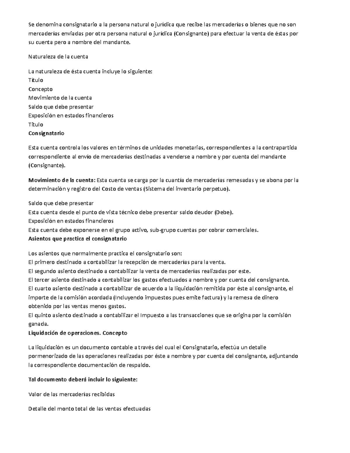 Consignatario - material de repaso para contabilidad - Se denomina ...