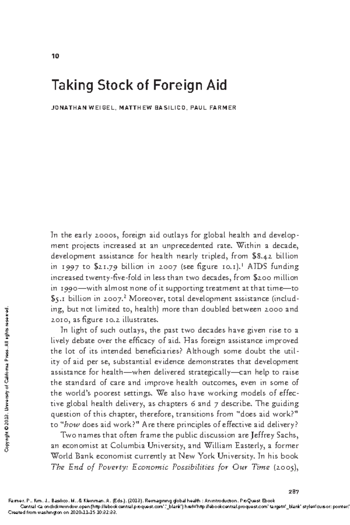 10 - intro notes - 287 10 Taking Stock of Foreign Aid Jonathan weigel ...