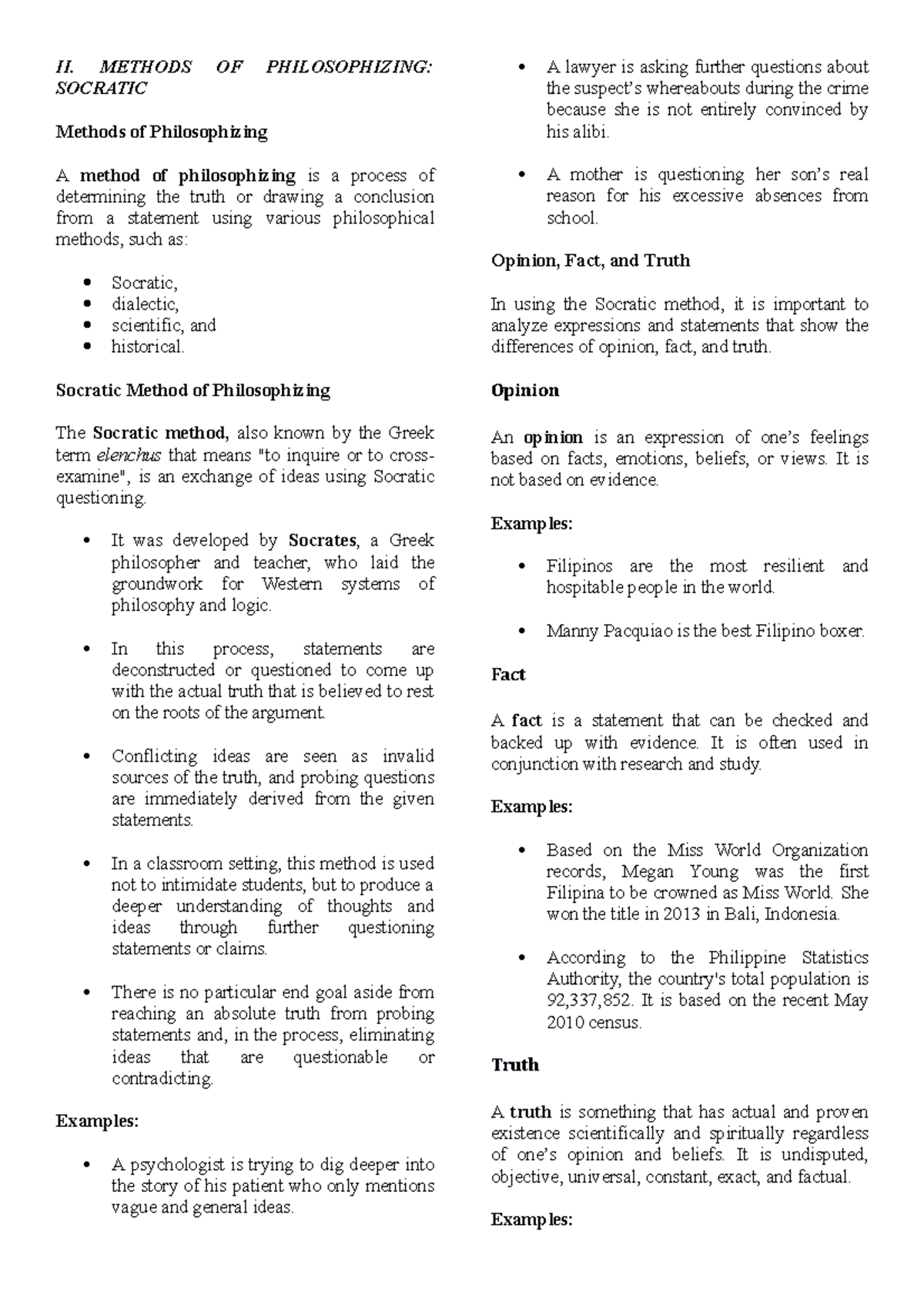2. Methods OF Philosophizing Socratic - II. METHODS OF PHILOSOPHIZING ...