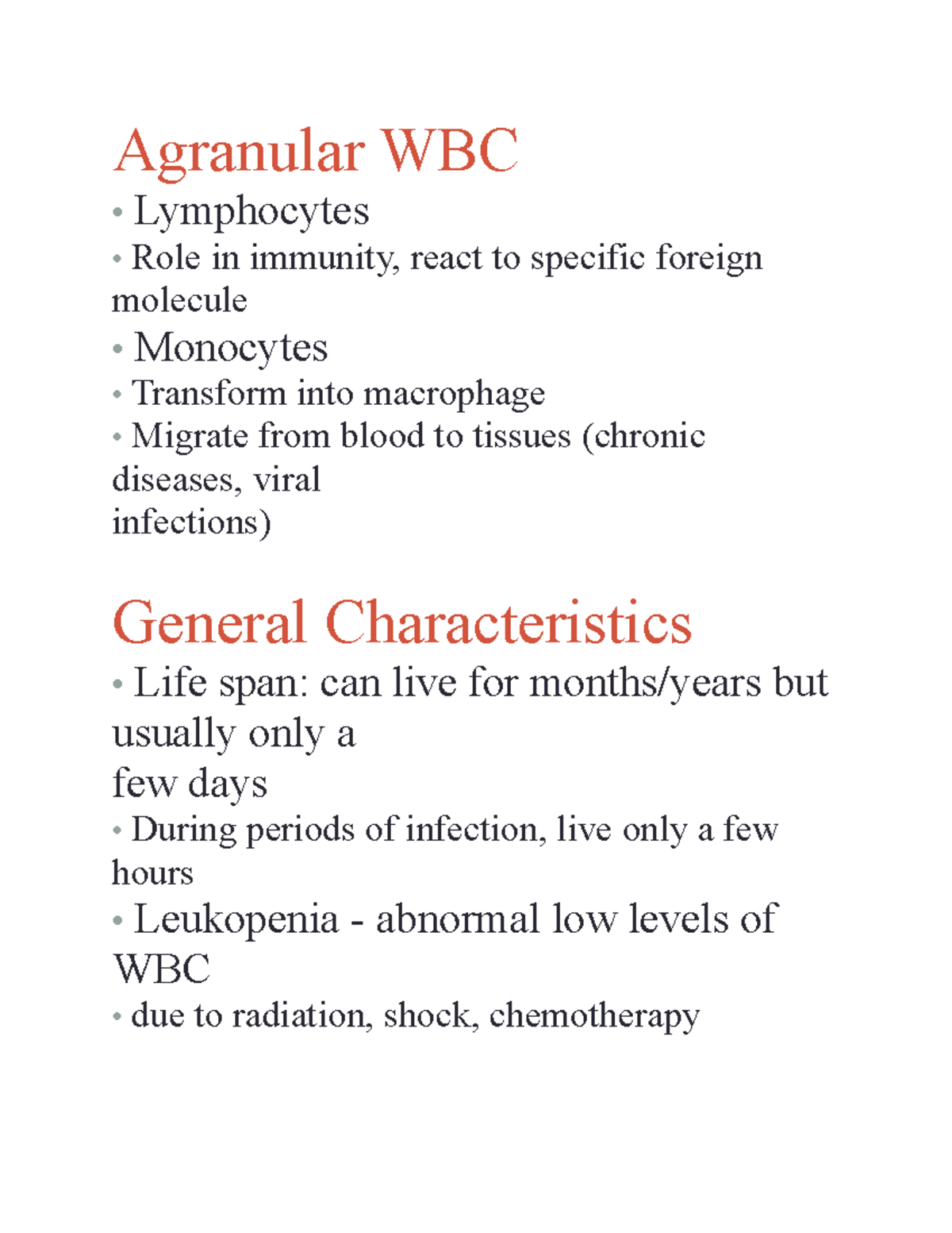 Agranular WBC - Agranular WBC • Lymphocytes • Role in immunity, react ...