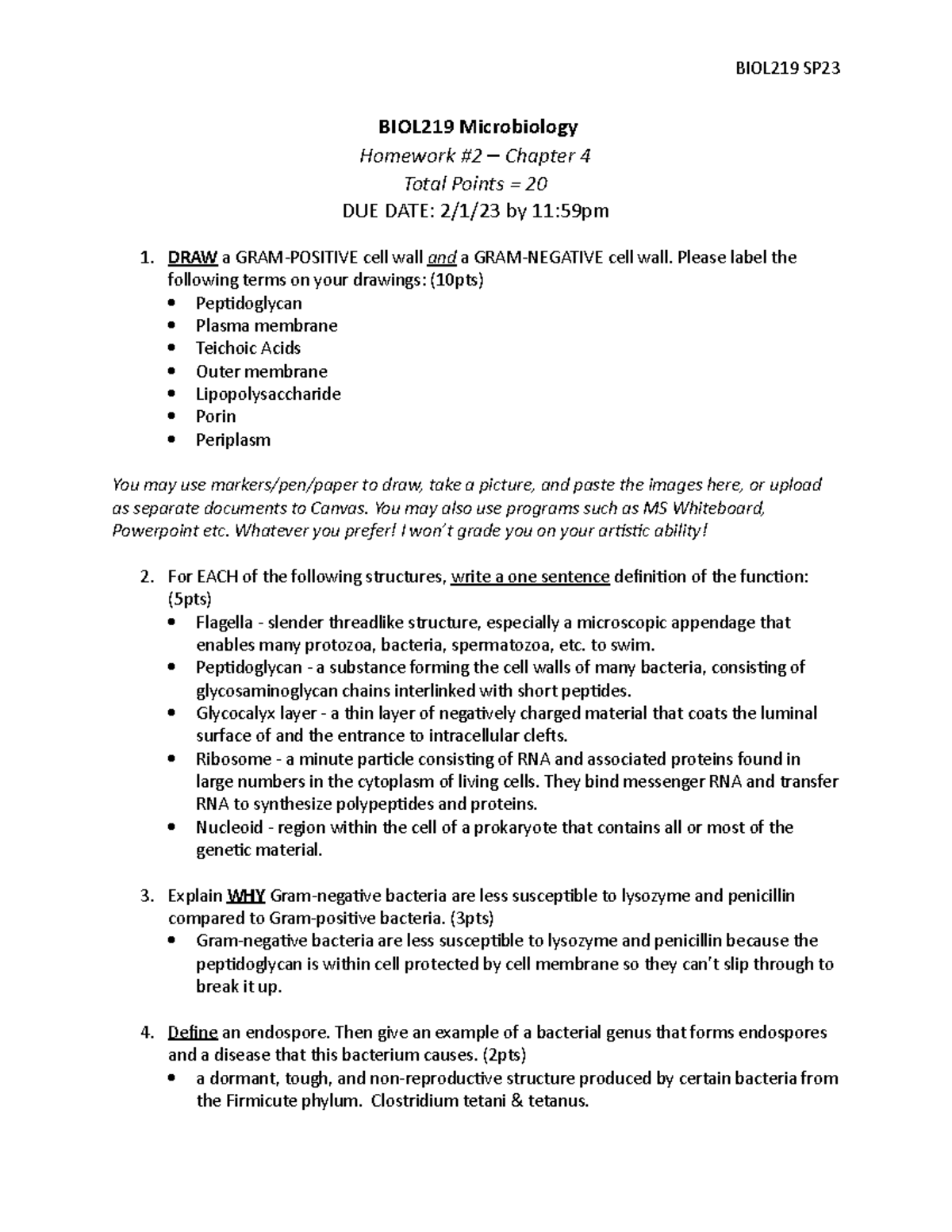 BIOL219 Homework#2 SP23 - BIOL219 SP BIOL219 Microbiology Homework #2 ...