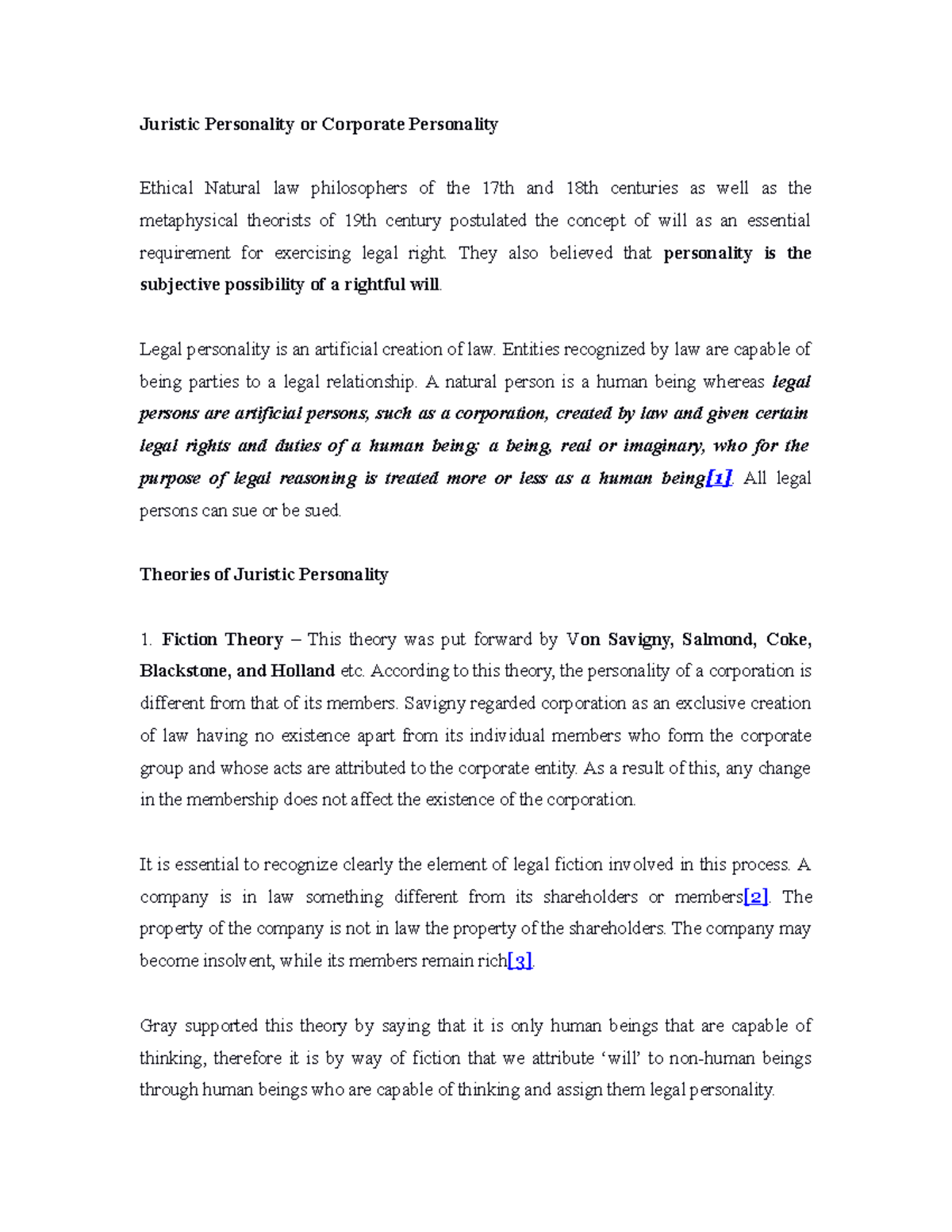 CCS University Jurisprudence Subject Important Notes - Juristic ...