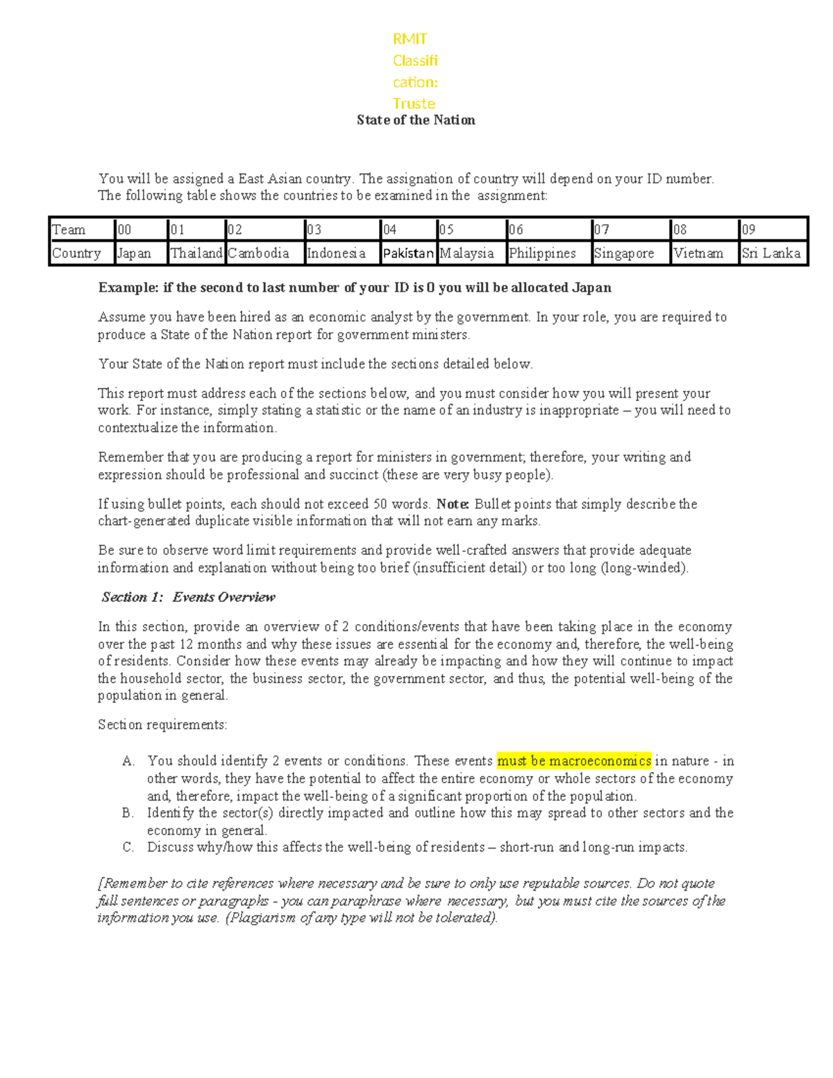 assignment details - RMIT Classifi cation: Truste State of the Nation d You will be assigned a ...