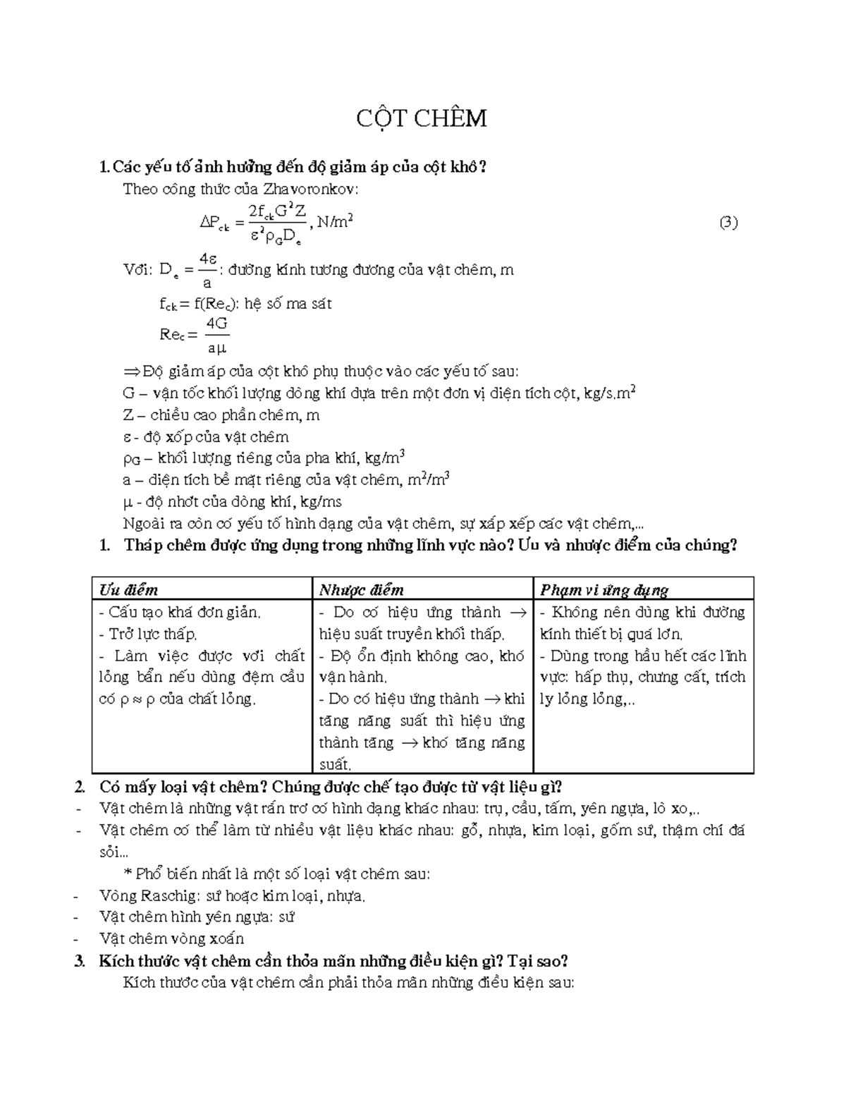 Cột-chêm - 124 - COÄT CHEÂM 1ùc yeáu toá aûnh höôûng ñeán ñoä giaûm aùp ...