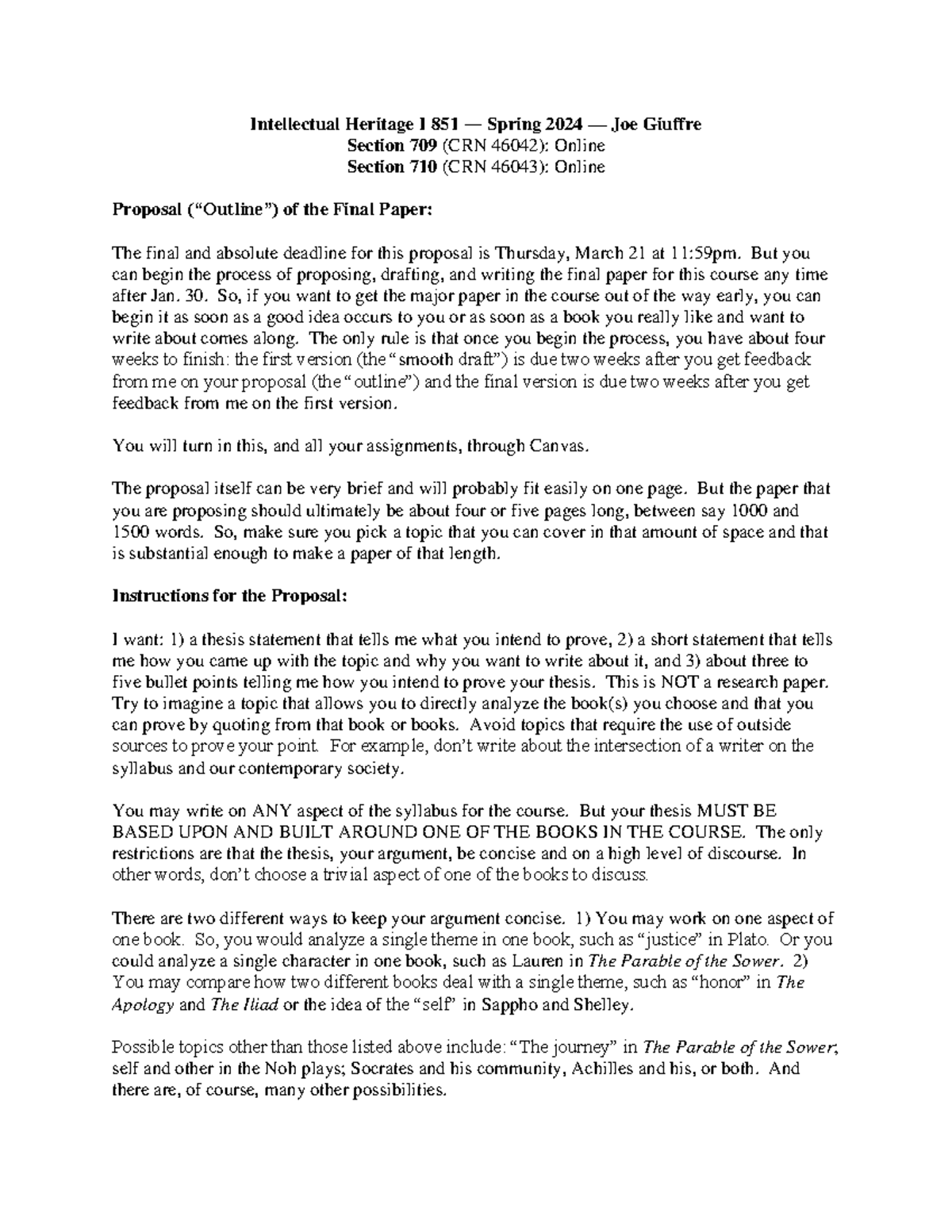 03. IH851 Proposal Instructions - Intellectual Heritage I 851 ― Spring 2024 — Joe Giuffre ...