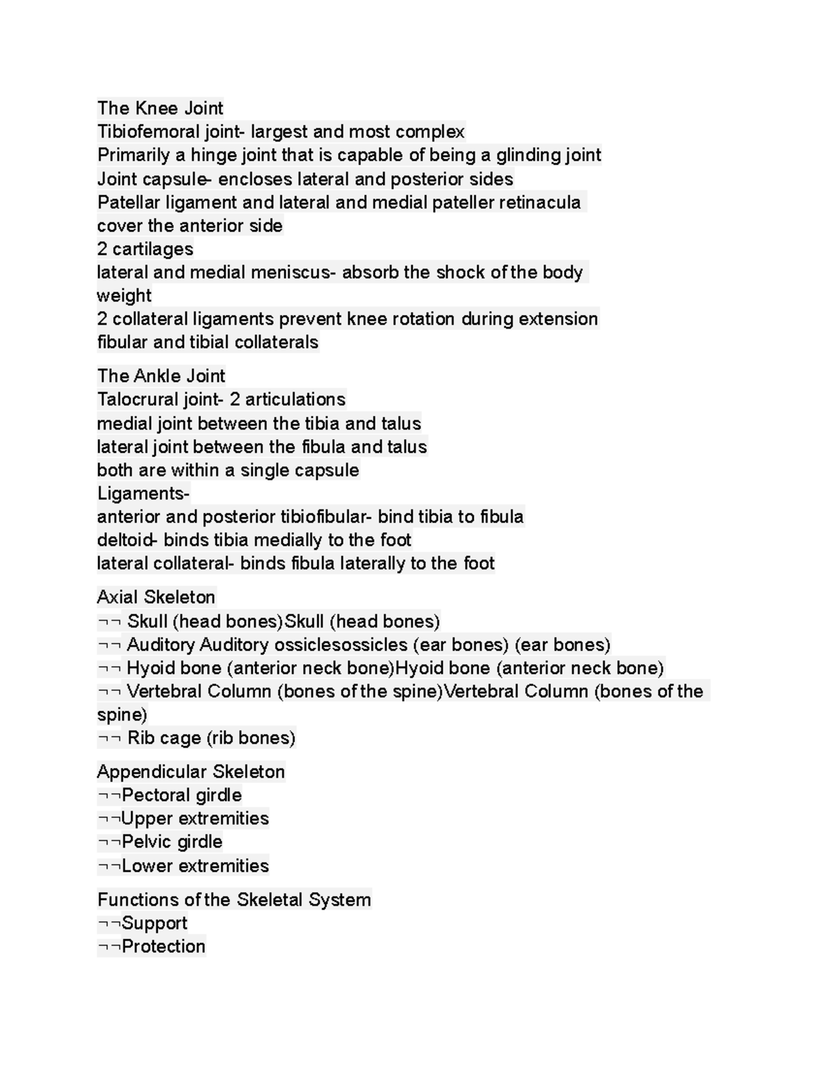 Anat 5 - practice - The Knee Joint Tibiofemoral joint- largest and most complex Primarily a ...