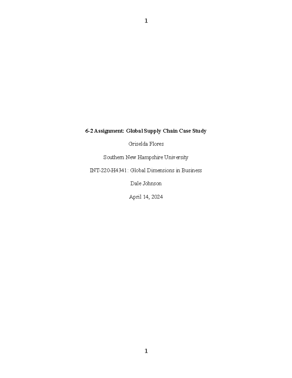 Module 6 Assignement - 6-2 Assignment: Global Supply Chain Case Study ...