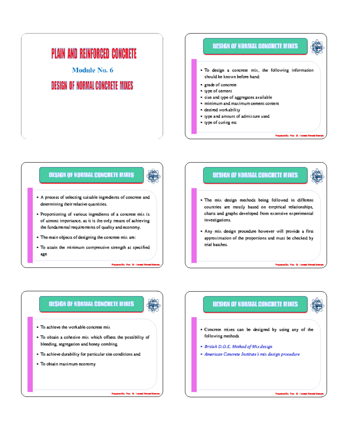 Module 6 (Design of Normal Concrete Mixes) - A process of selecting ...
