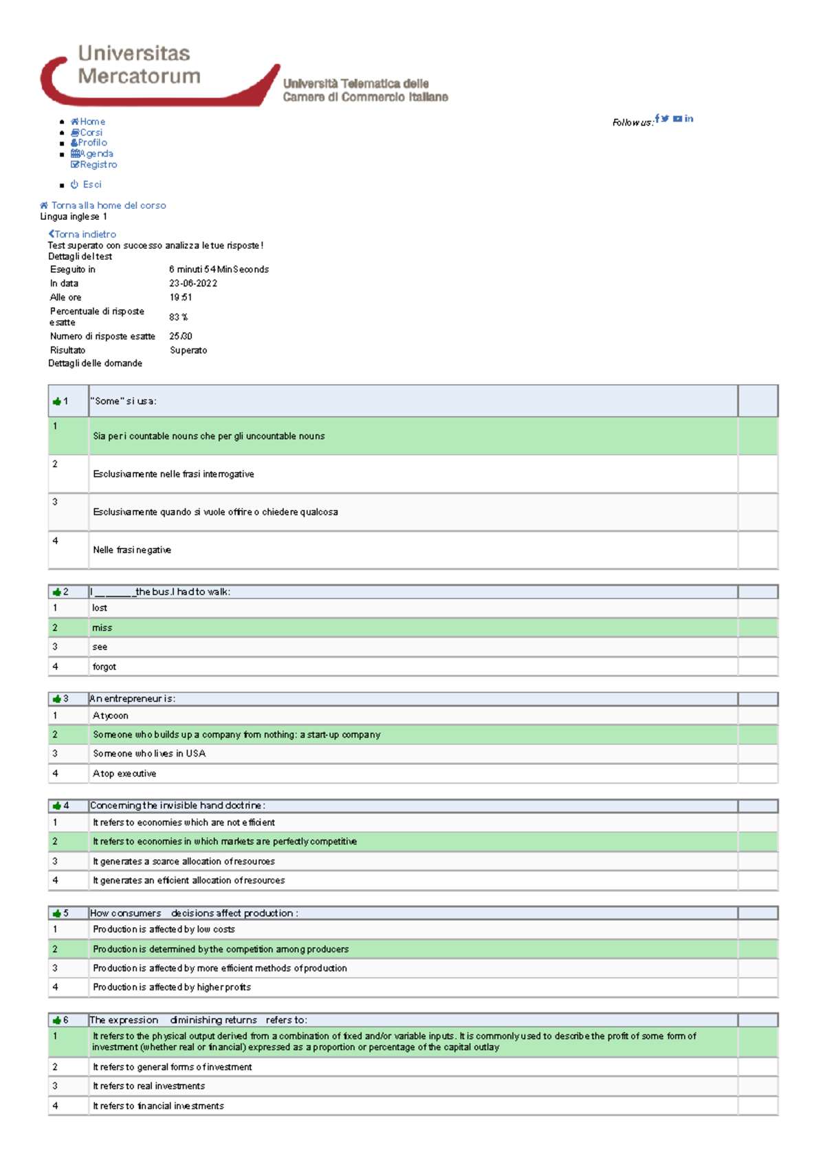 Test esame 1 - Home Follow us: Corsi Profilo Agenda Registro Esci Torna ...