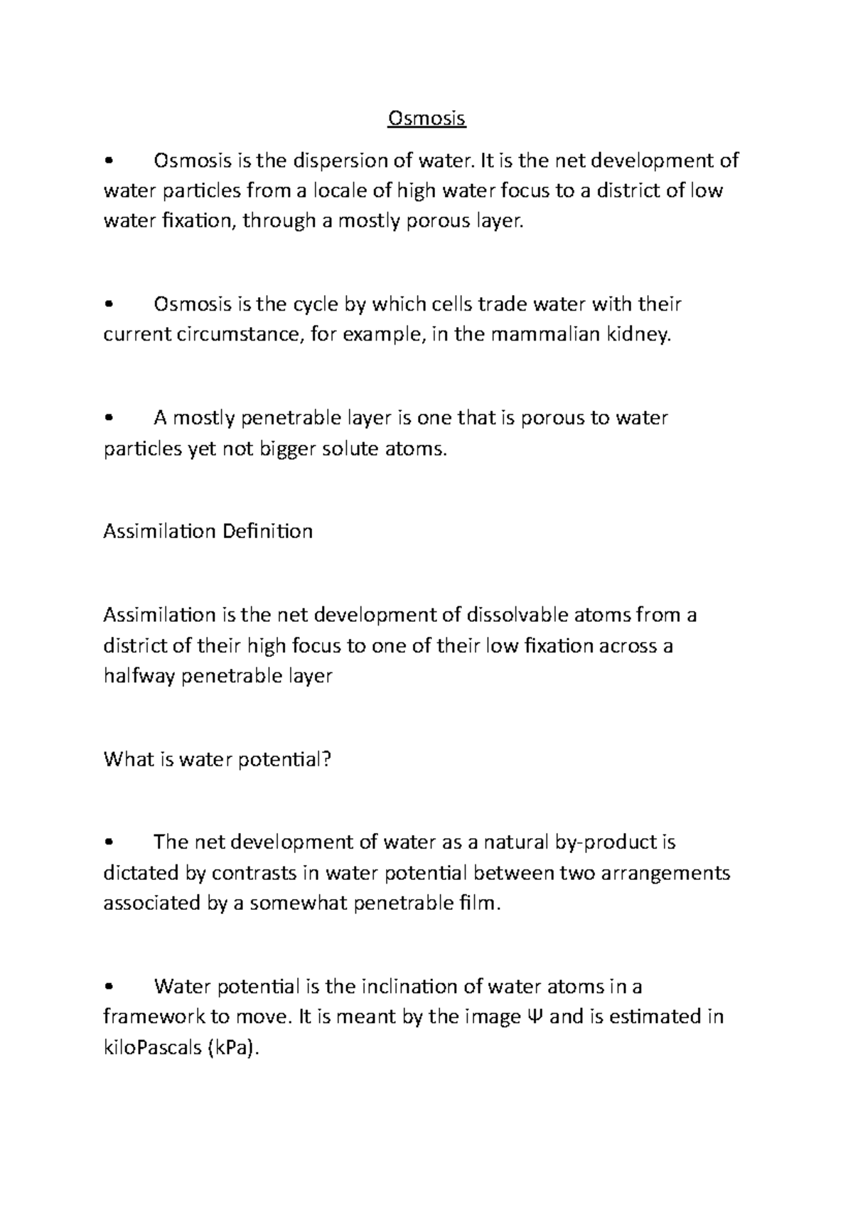 Osmosis - Notes in biology A Level OCR A - Osmosis Osmosis is the ...
