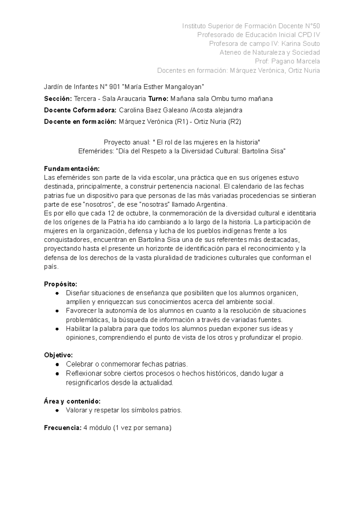 Secuencia Didáctica- Efemérides Bartolina Sisa - Profesorado de ...