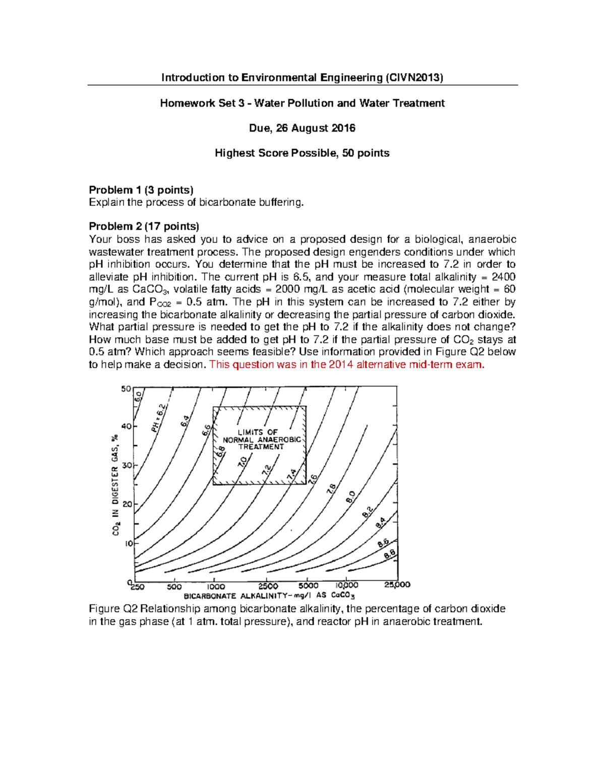 Exam 13 May 2017, questions - Introduction to Environmental Engineering (CIVN2013) Homework Set ...