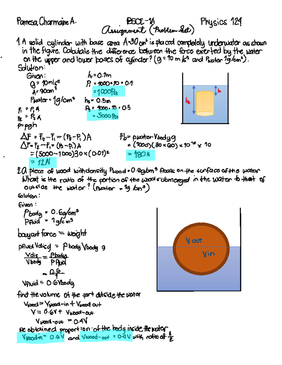 Physics for engineers - Problem set 1 - Bachelor of Science in Civil ...