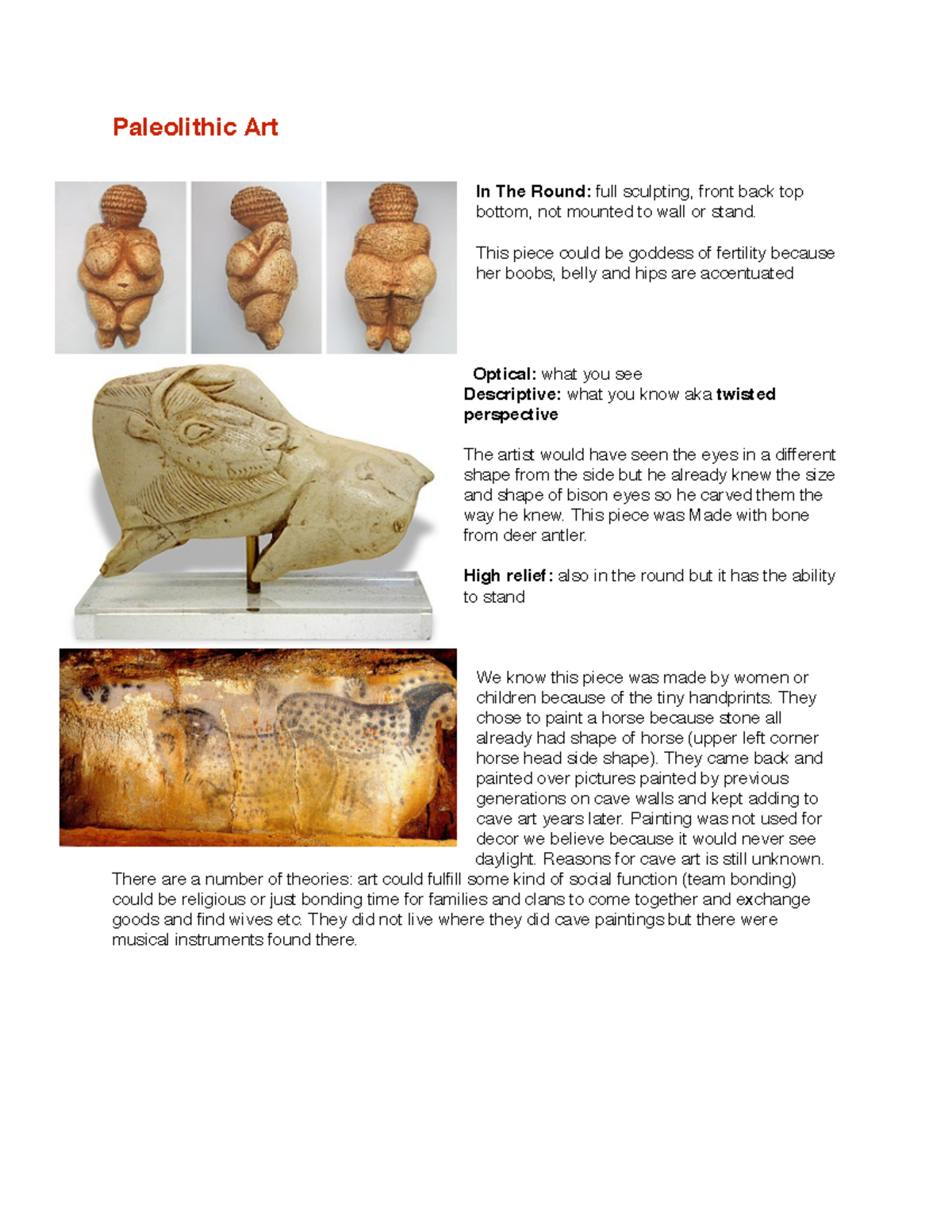 Prehistoric paleolithic notes - Paleolithic Art In The Round: full ...