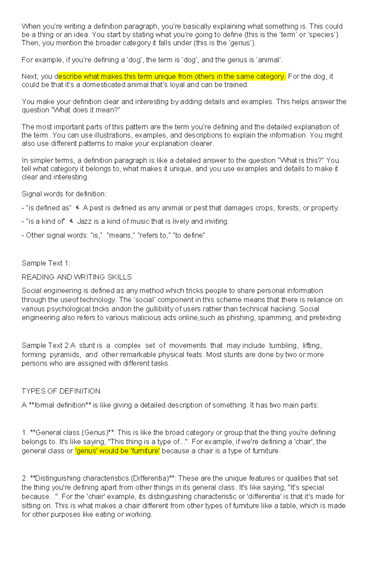 Definition - everything you do - When you’re writing a definition ...