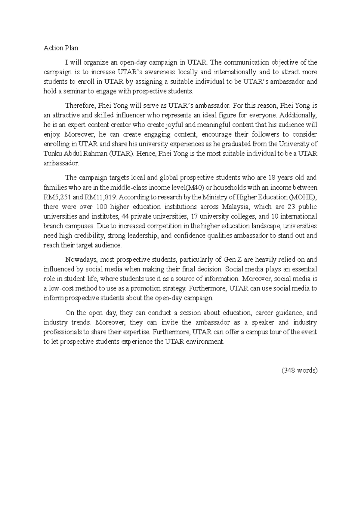 Action Plan - Assignment 1 Public Relation Writing - Action Plan I will ...